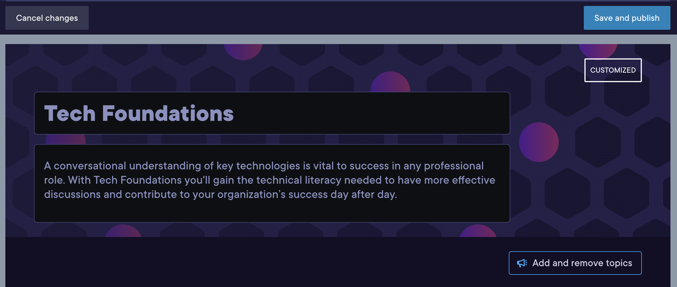 Tech Foundations customization – Pluralsight Help Center