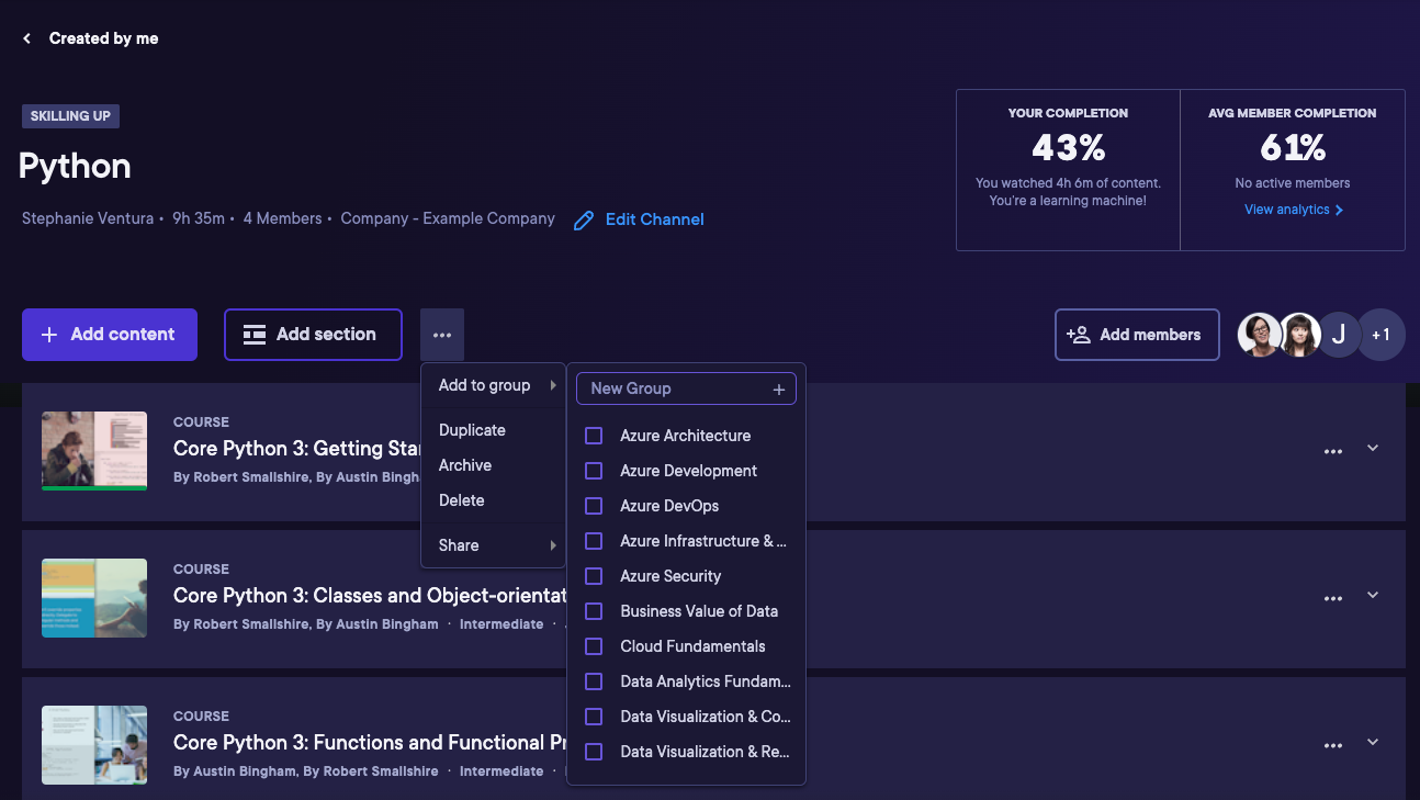 Editing channels – Pluralsight Help Center