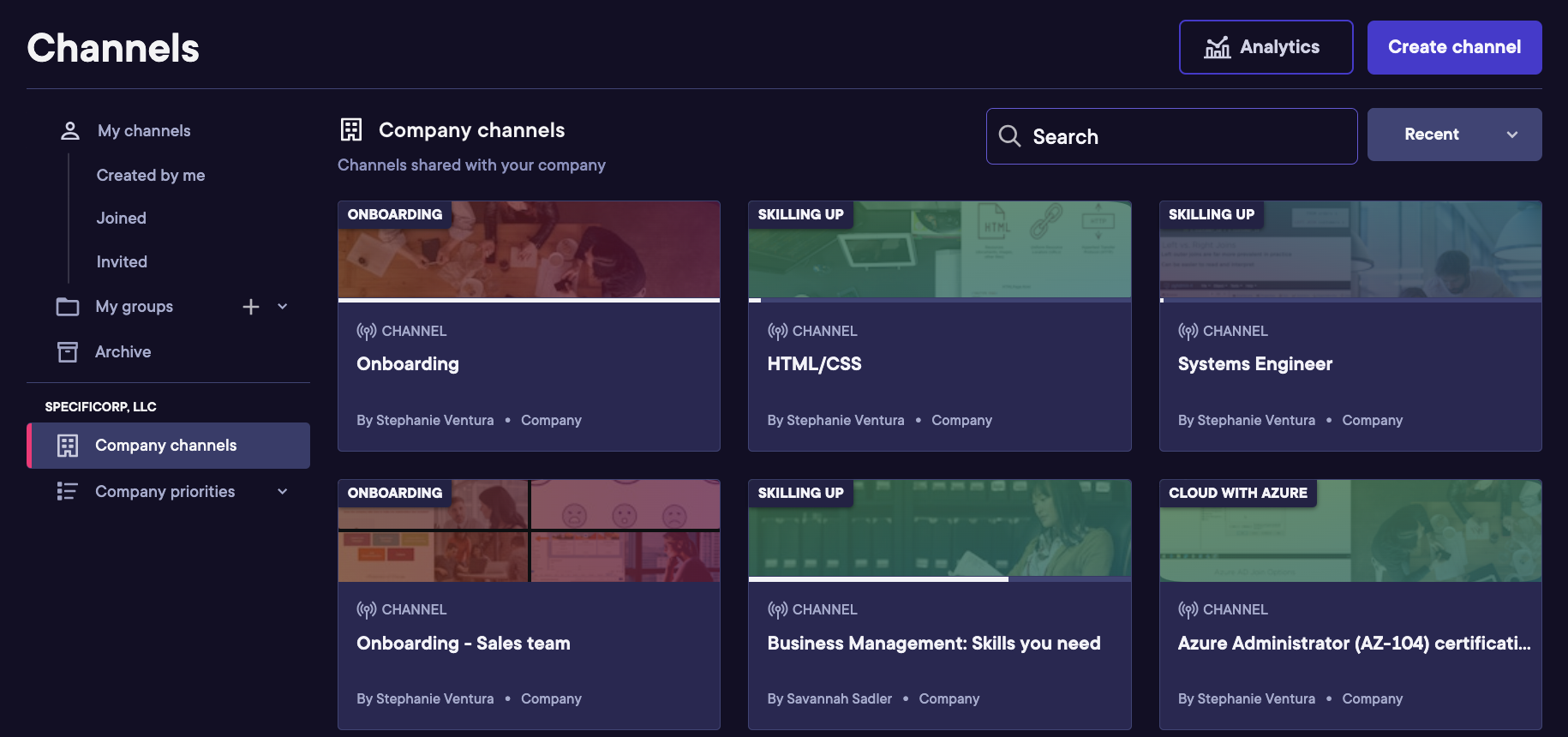 Introduction to channels – Pluralsight Help Center